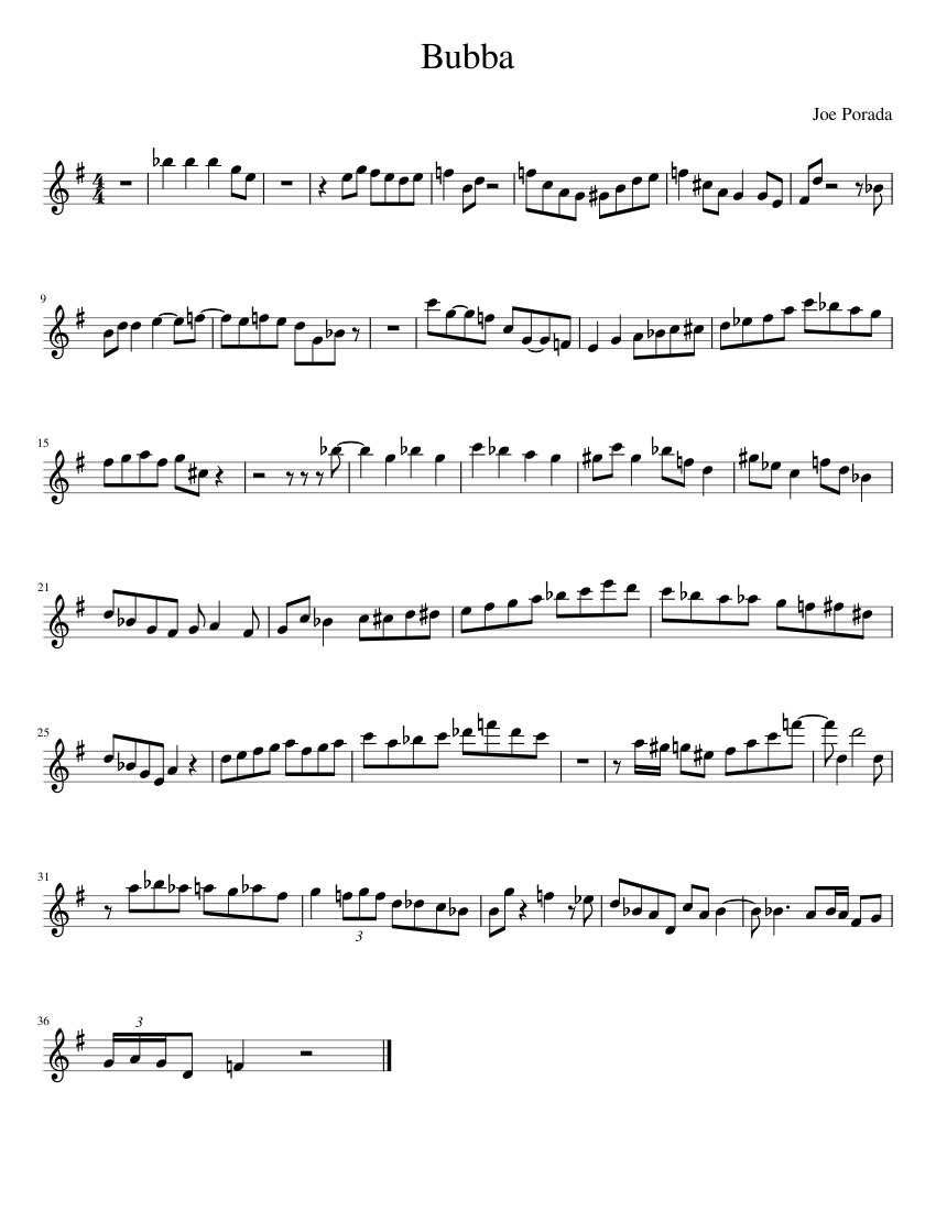 Count Bubba Alto Sax Solo Sheet Music for Saxophone alto (Solo ...