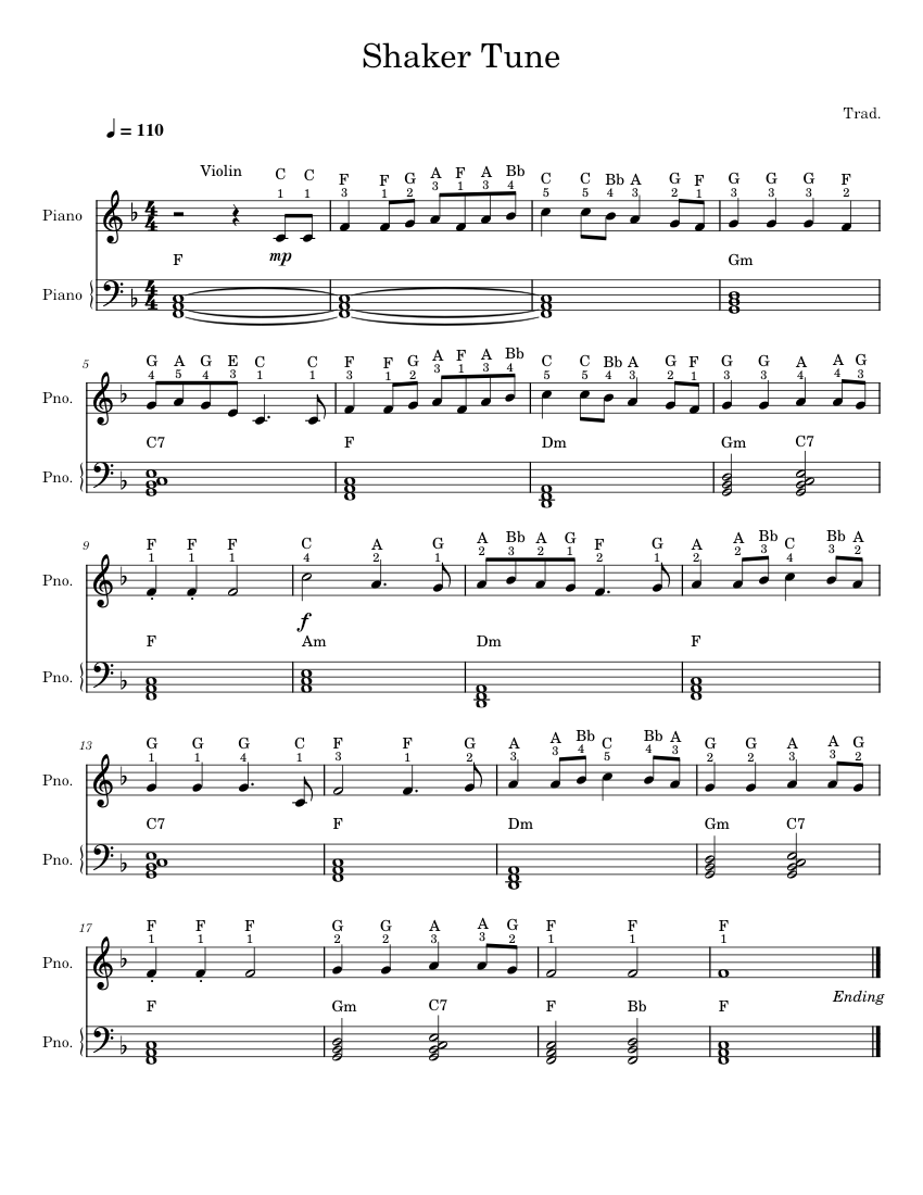Shaker Tune Grade 1 Sheet 2 Sheet Music for Piano (Piano Duo ...