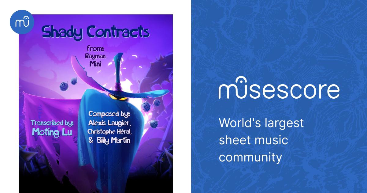 Shady Contracts – Rayman Mini Sheet music for Vocals, Tambourine, Cello ...
