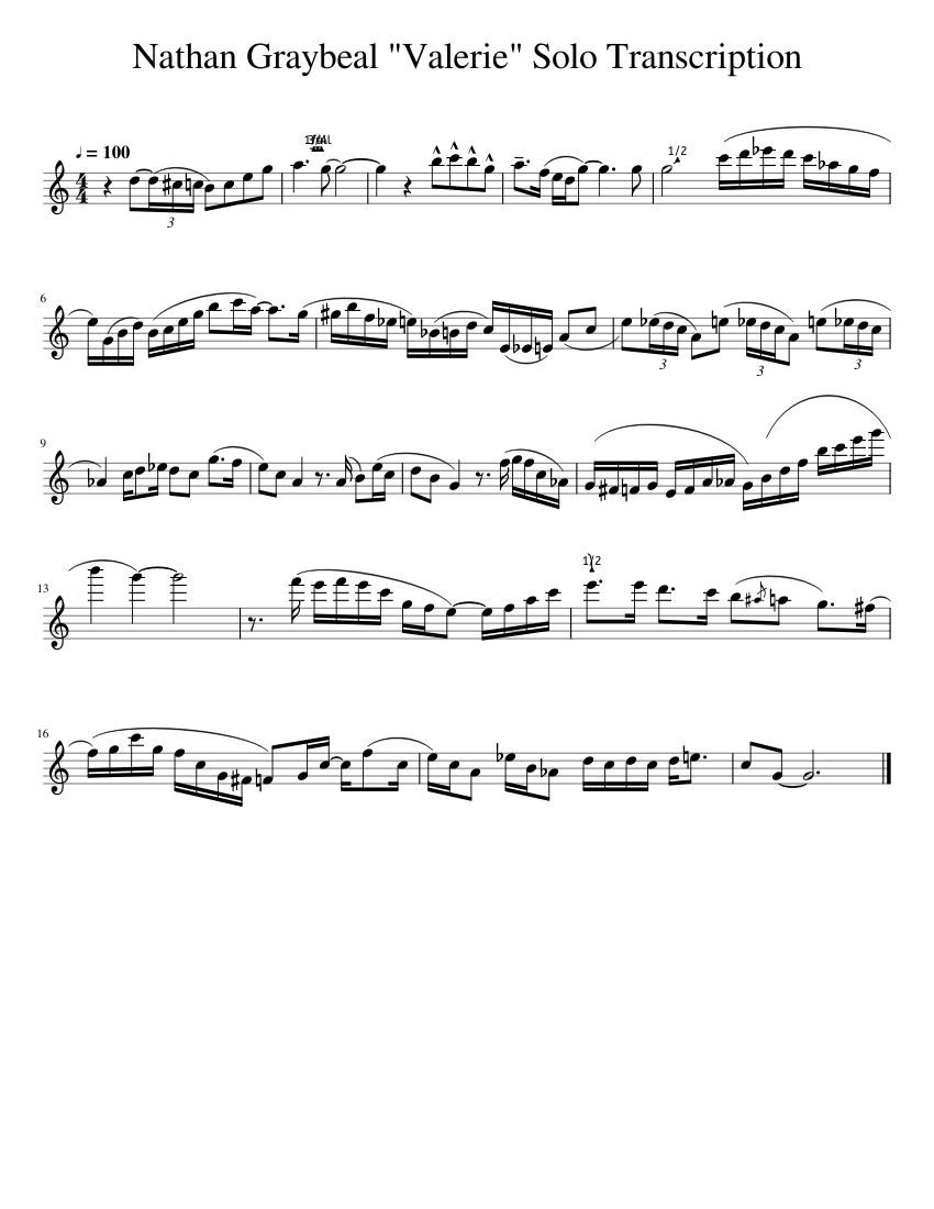 Nathan Graybeal Valerie Solo Sheet music for Saxophone alto (Solo ...