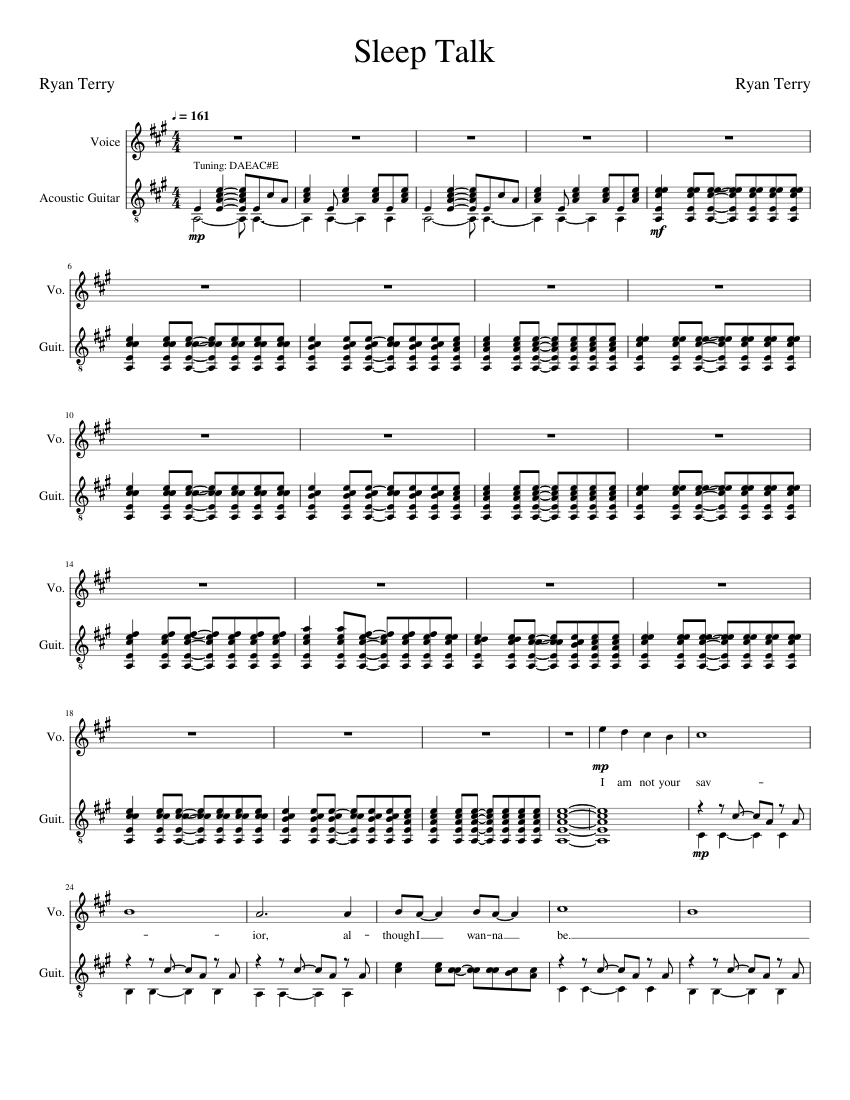 Sleep Talk Sheet music for Vocals, Guitar (Mixed Duet) | Musescore.com