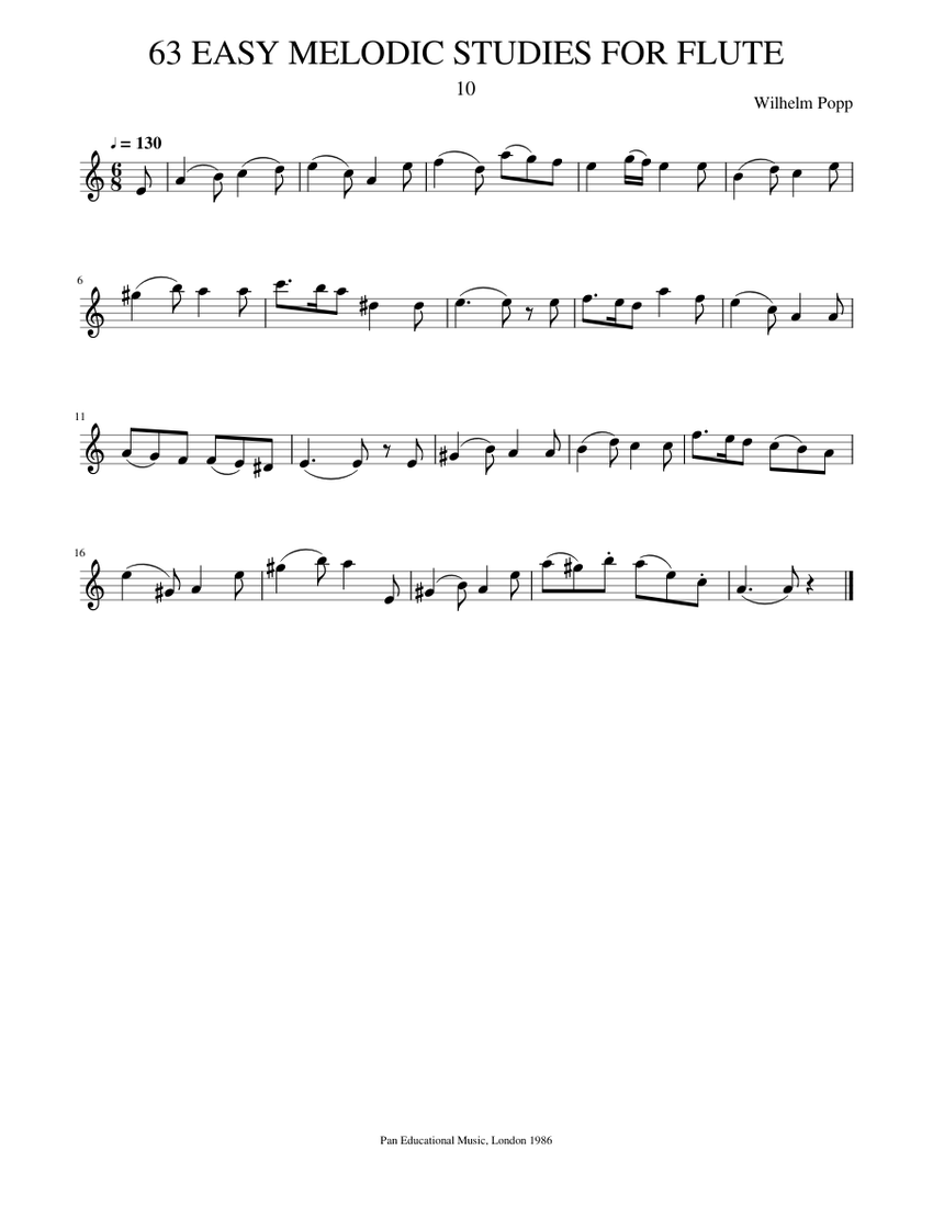 63 EASY MELODIC STUDIES FOR FLUTE Sheet music for Flute (Solo ...