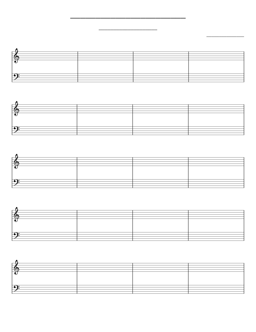 Blank Grand Staff Paper - With and Without Barlines - Print as Needed ...
