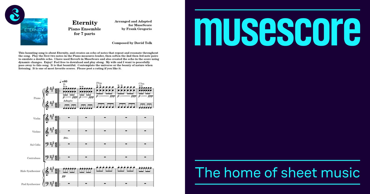 Eternity, by David Tolk Sheet Music with Chords for Piano, Contrabass ...