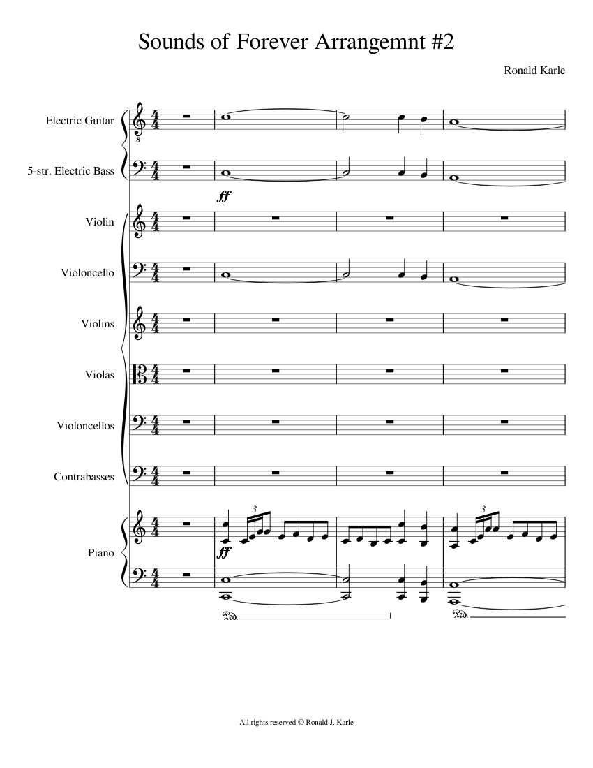 Sounds of Forever Arrangemnt #2 Sheet Music for Piano, Violin, Cello ...