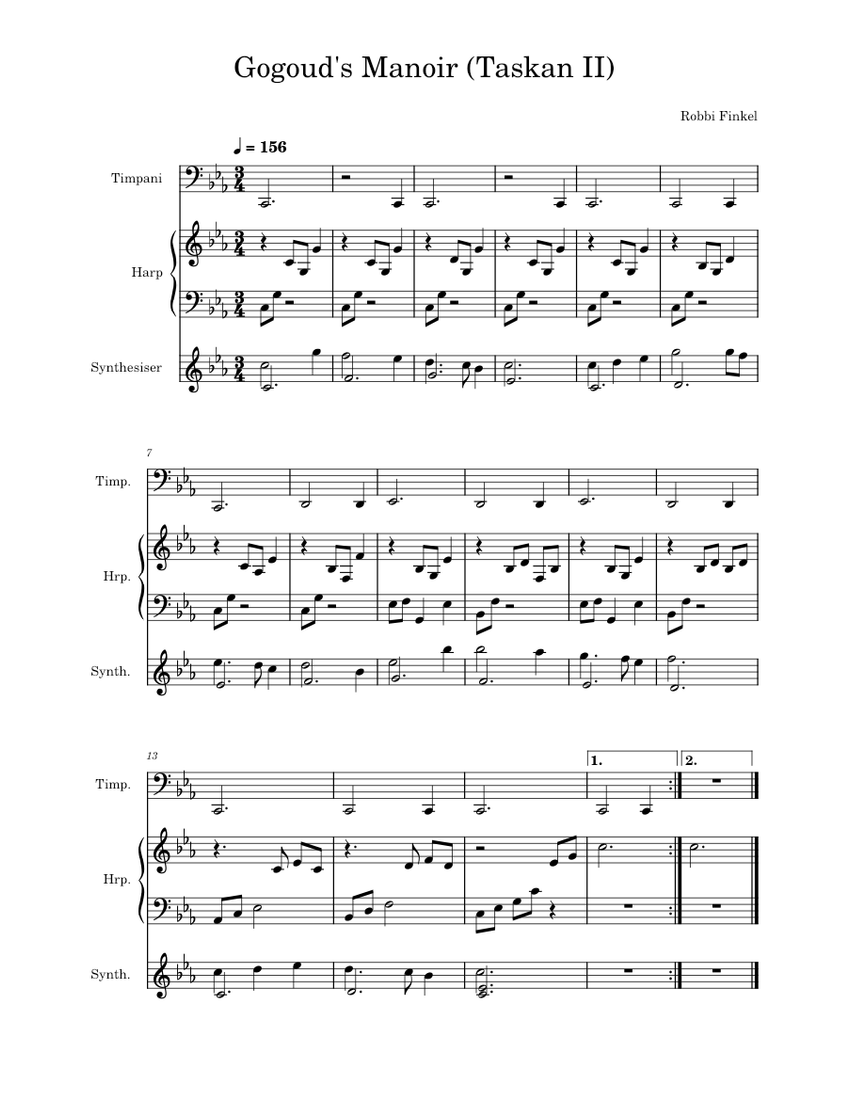 Gogoud's Manoir (Taskan II) – Robbi Finkel Sheet music for Timpani ...