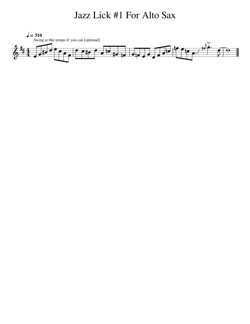 Jazz Lick #1 [Alto Sax] Sheet Music for Saxophone alto (Solo) | MuseScore.com