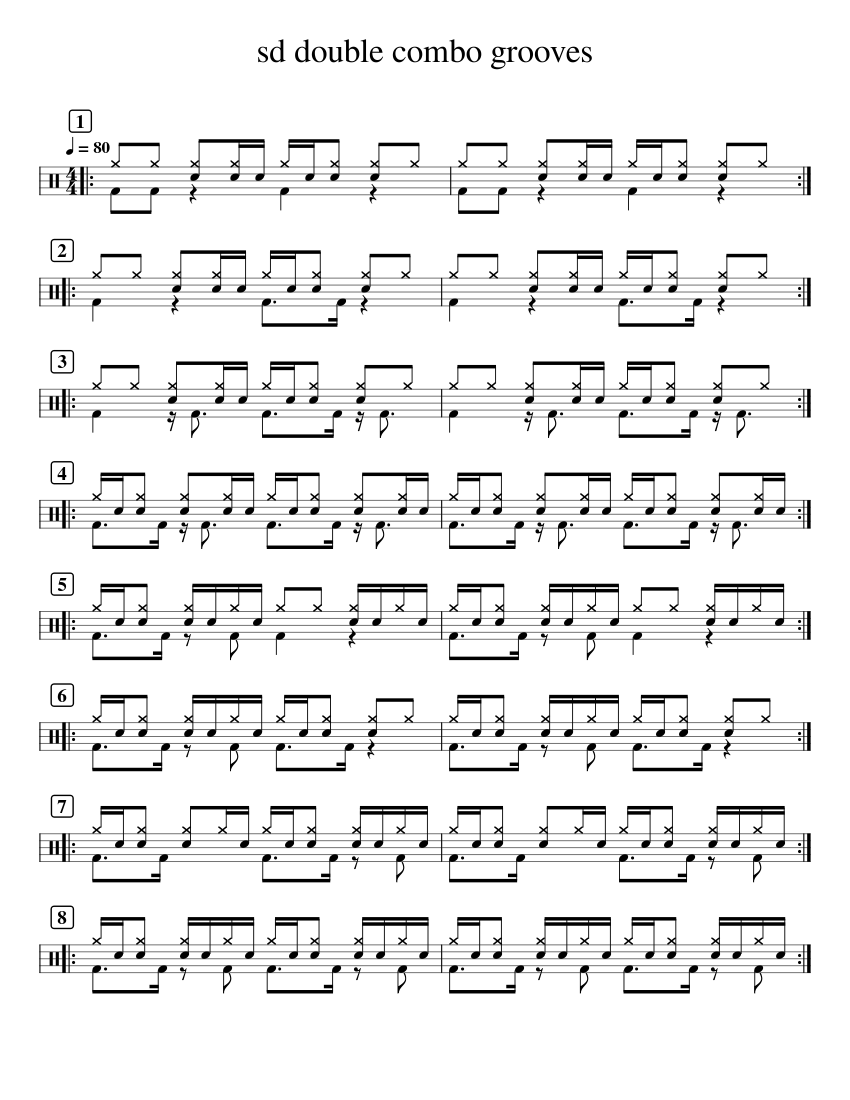 sd_double_combo_grooves Sheet music for Drum group (Solo) | Musescore.com