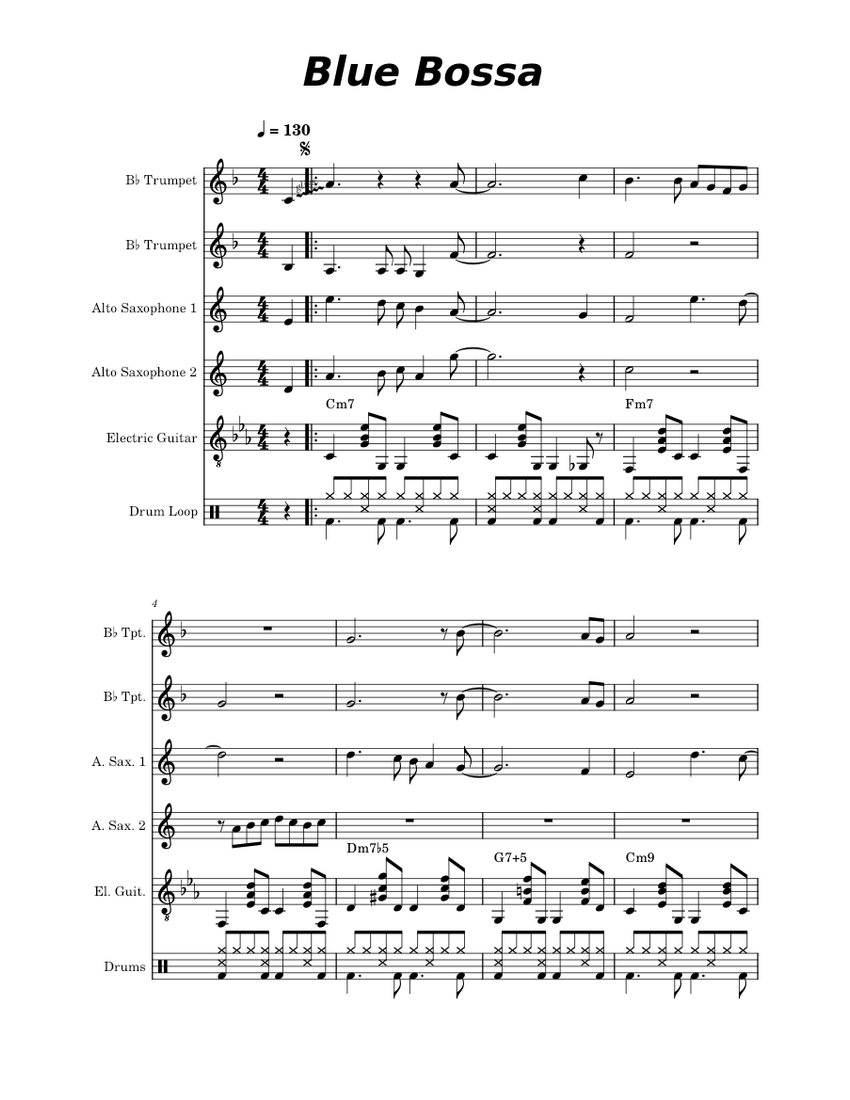 Blue bossa – Misc Traditional Sheet music for Saxophone alto, Trumpet ...