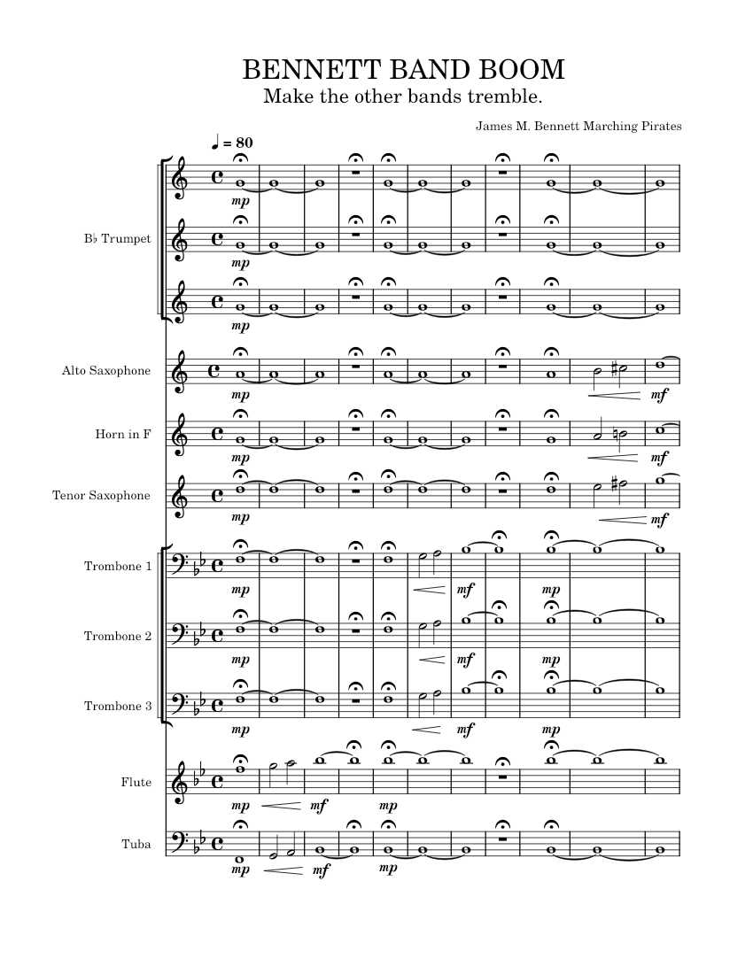 Tuning Sequence – Carolina Crown BENNETT BAND BOOM Sheet music for ...