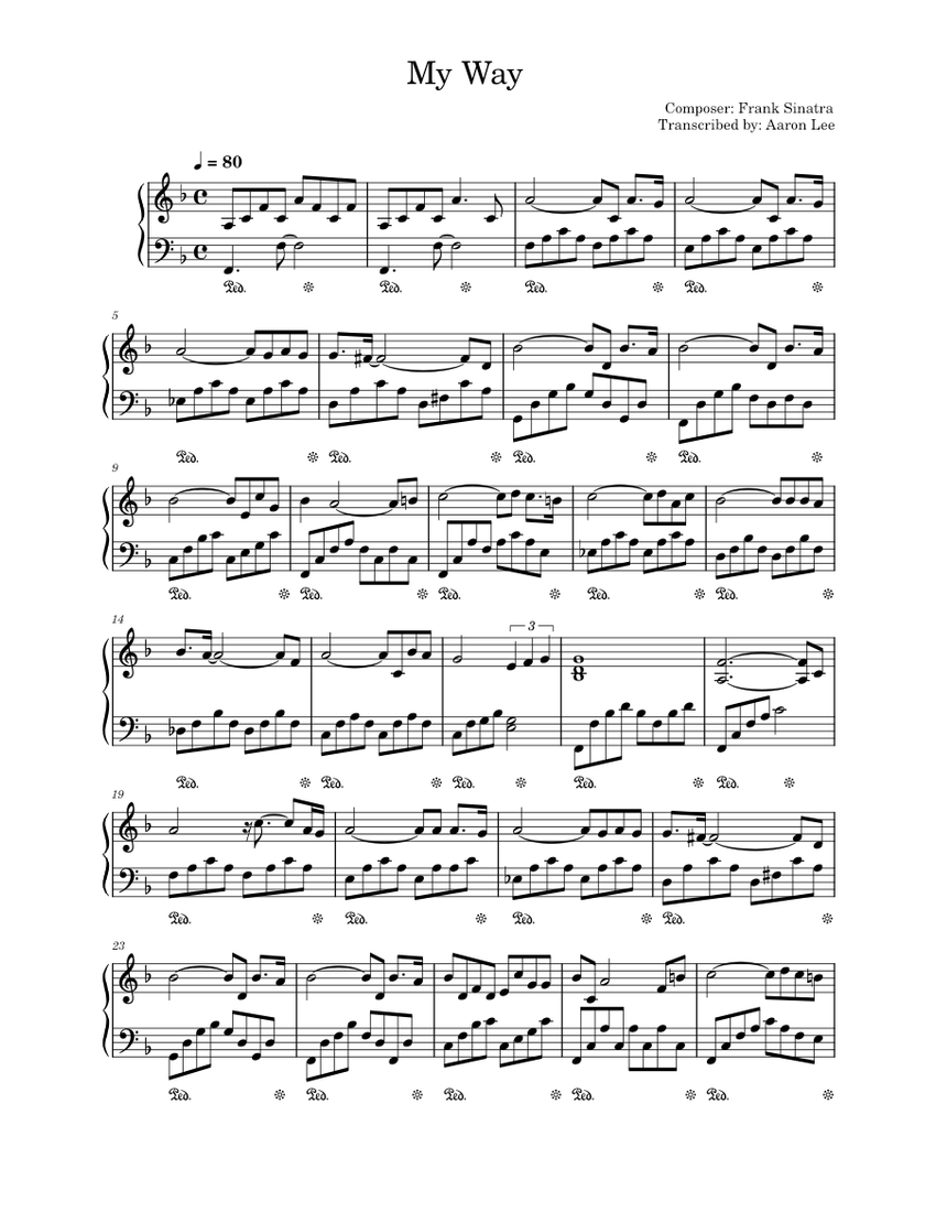 My Way – Frank Sinatra Sheet music for Piano (Solo) | Musescore.com