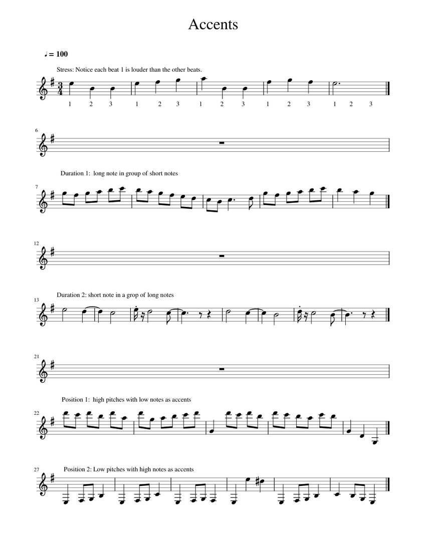 Accents Sheet Music for Piano (Solo) Easy | MuseScore.com
