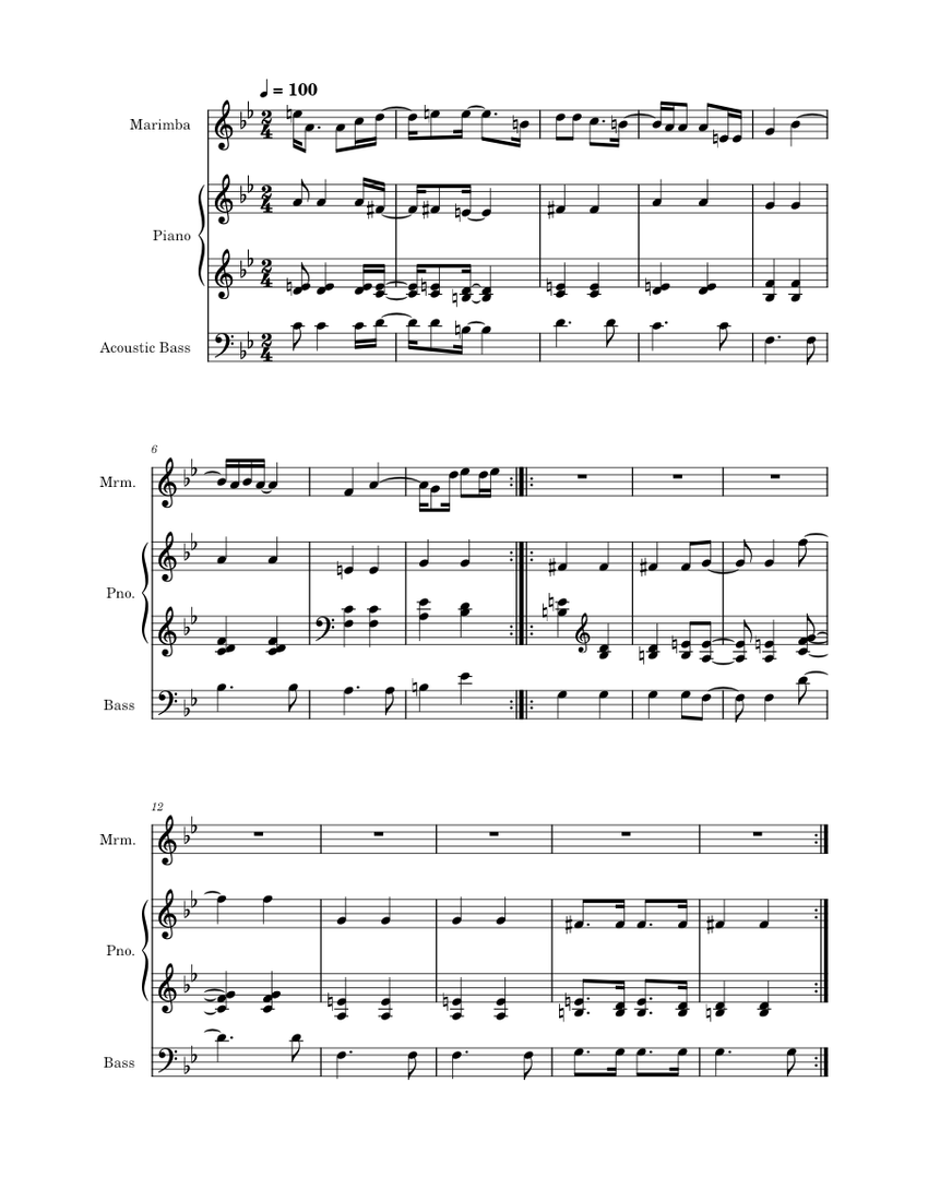 Bossa Sheet music for Piano, Bass guitar, Marimba (Solo) | Musescore.com
