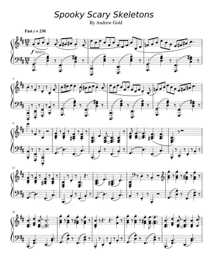 Spooky Scary Skeletons Sheet Music for Piano (Solo) | MuseScore.com
