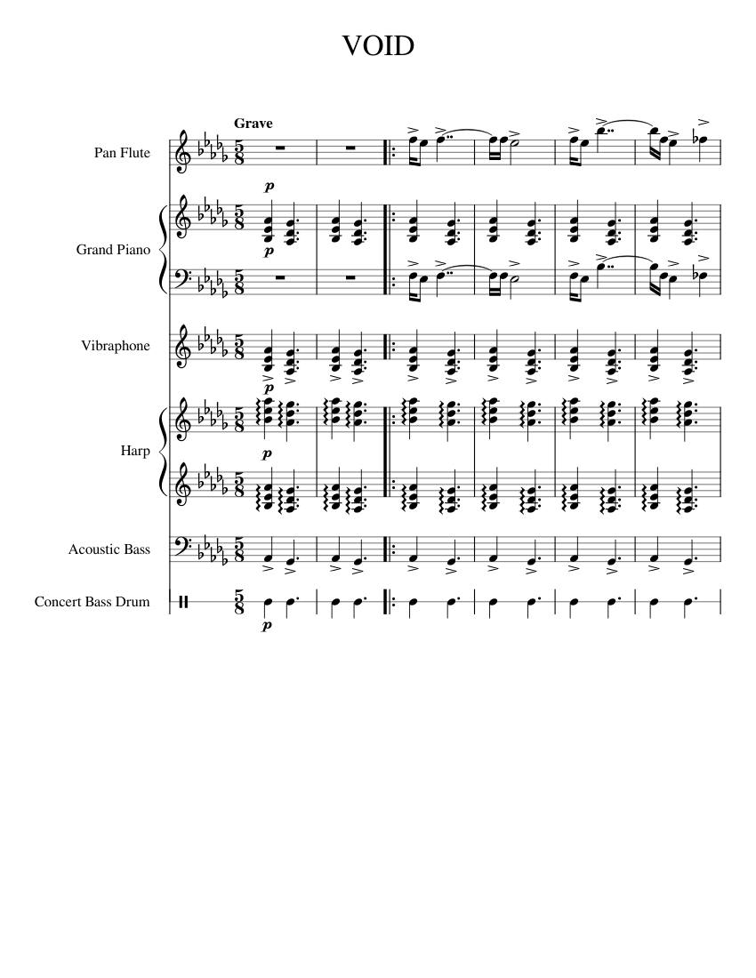 VOID Sheet music for Piano, Vibraphone, Bass guitar, Bass drum & more ...