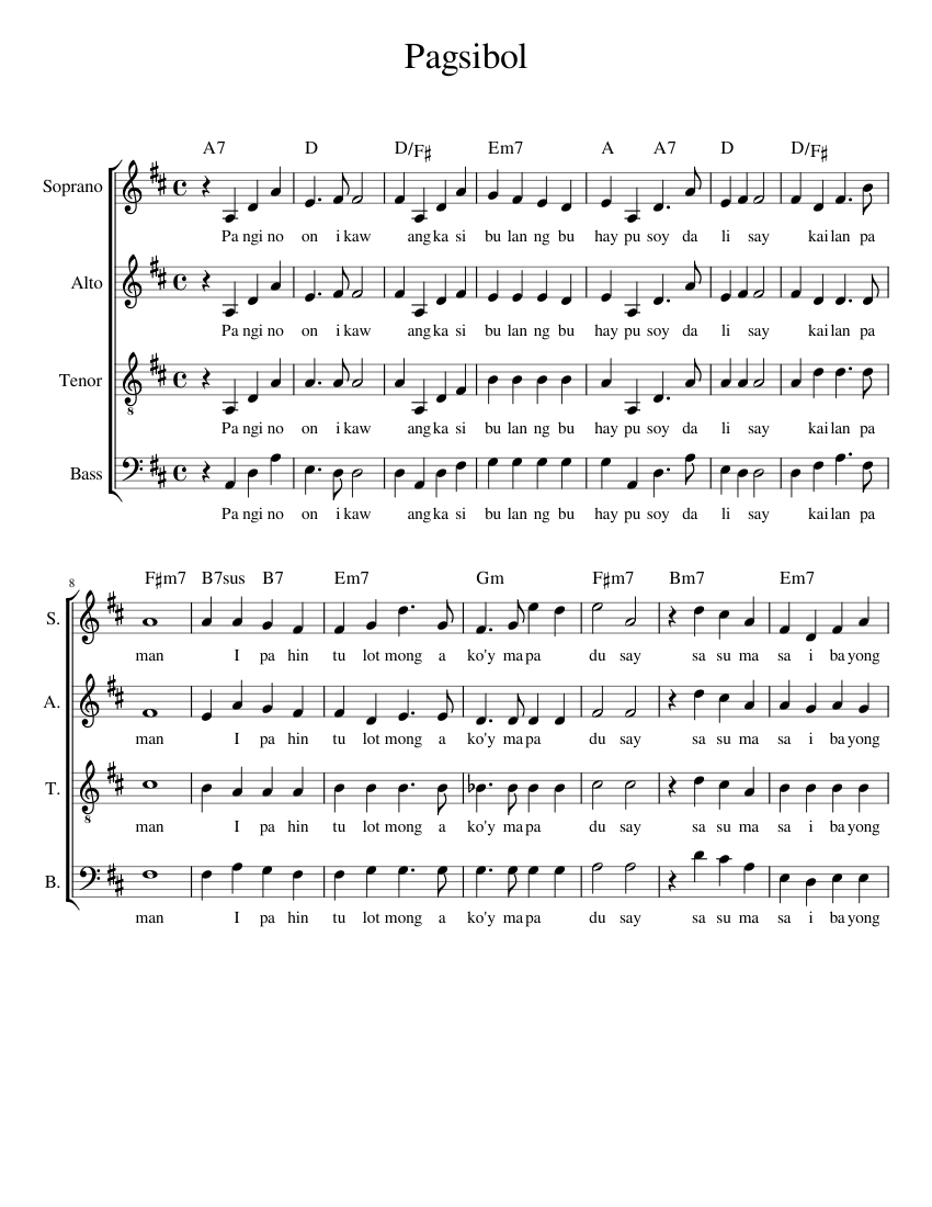 Pagsibol Sheet Music for Soprano, Alto, Tenor, Bass voice (Choral ...