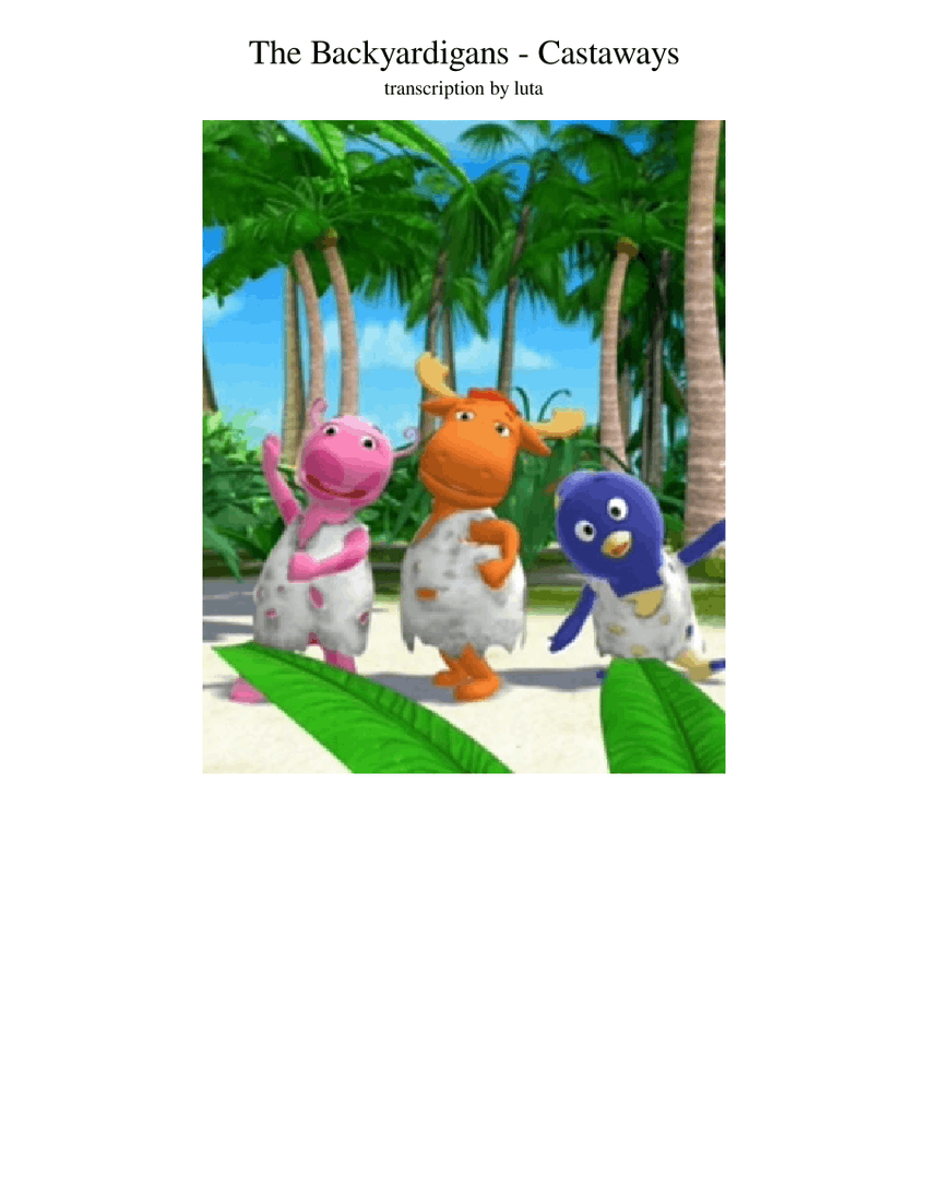 Castaways - The Backyardigans Sheet Music for Piano, Snare drum, Cello ...