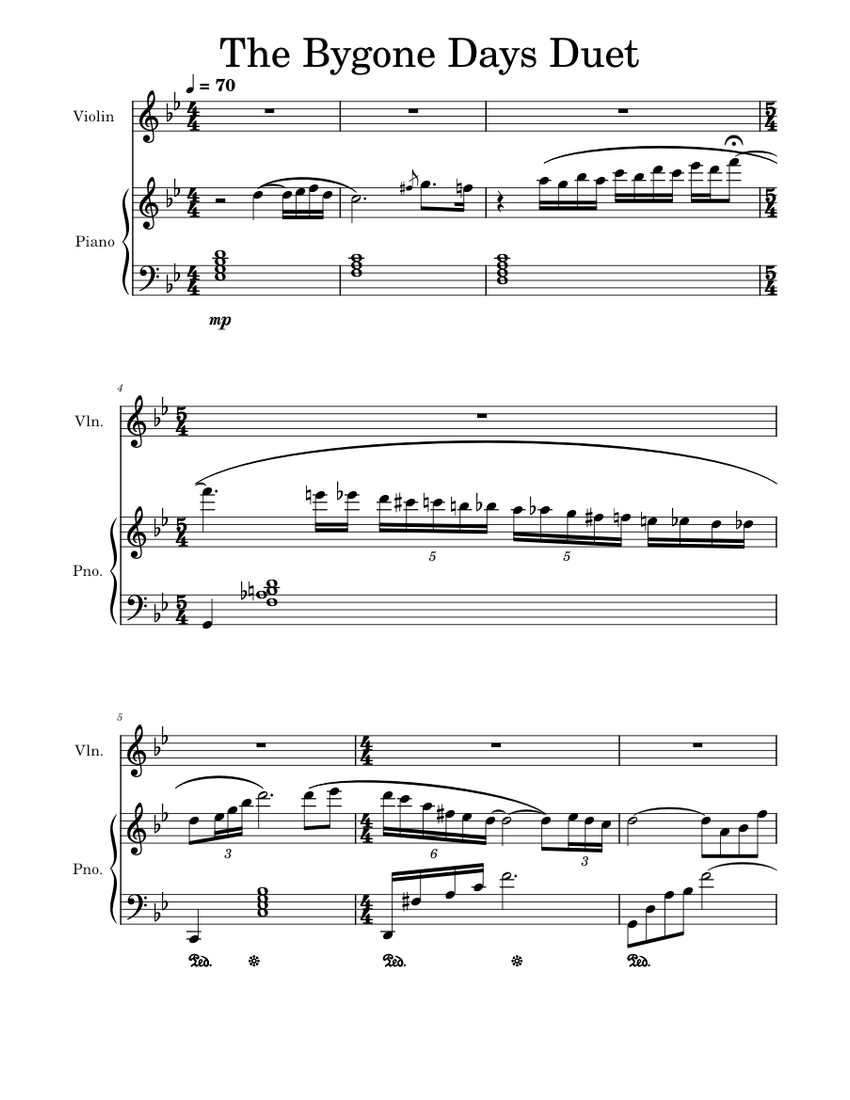 The Bygone Days Sheet music for Piano, Violin (Mixed Duet) | Musescore.com