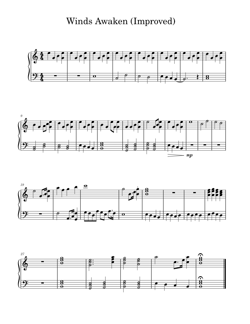 Winds Awaken - piano tutorial