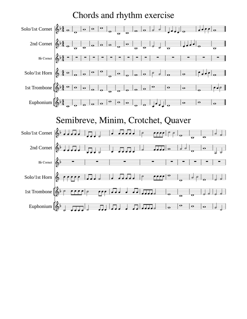 Band exercise 1 Chordsandrhythm Sheet music for Cornet (Solo ...