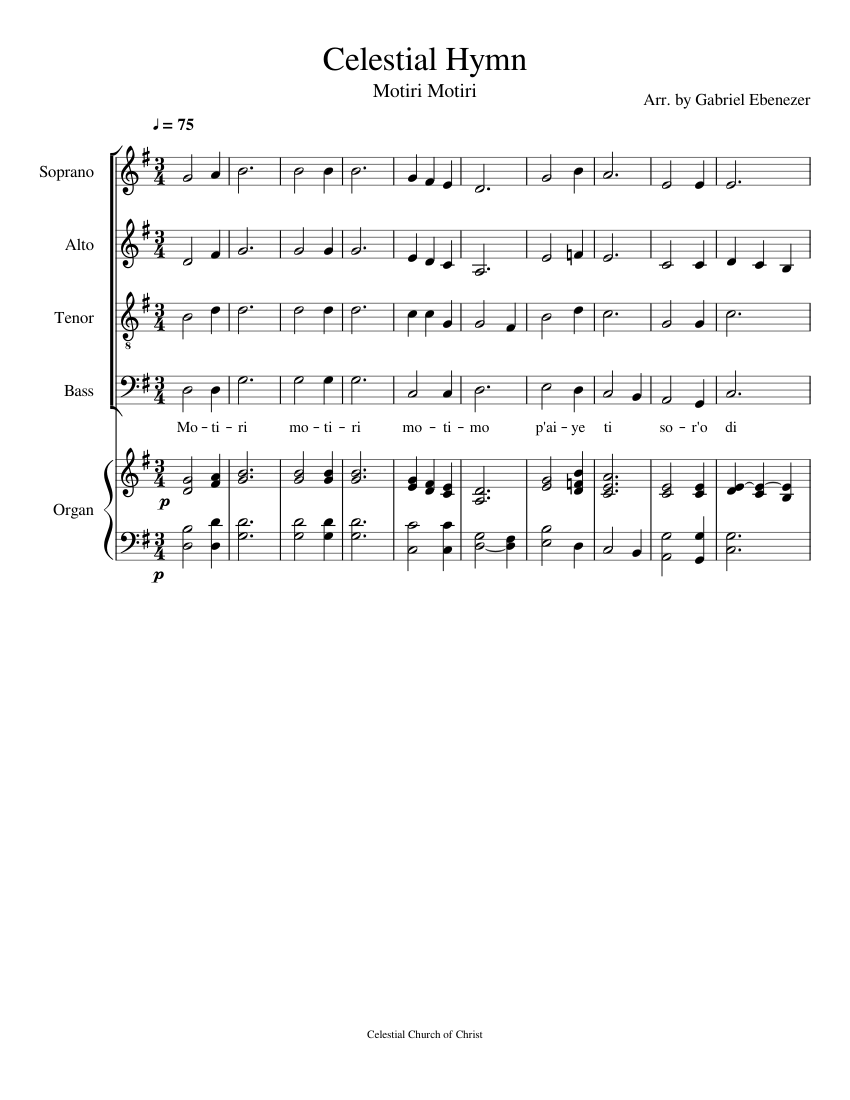 Celestial Hymn Sheet Music for Soprano, Alto, Tenor, Bass voice & more ...