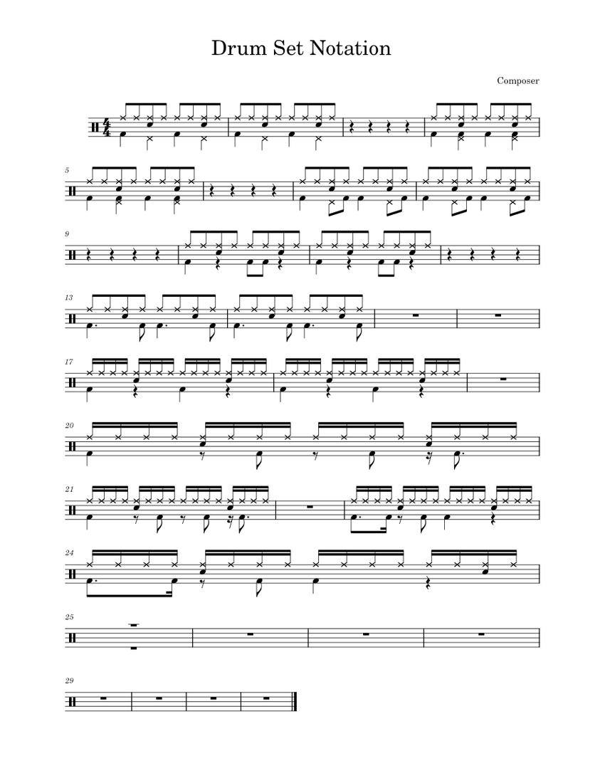 Basic Percussion Notation Sheet Music for Drum group (Solo) | MuseScore.com