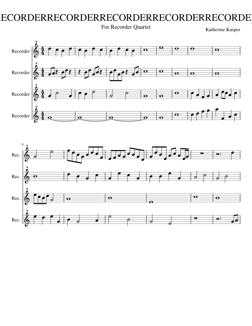 Recorder Sheet music for Recorder (Woodwind Quartet) | Musescore.com