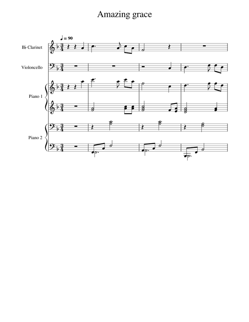 Amazing Grace – John Newton Amazing Grace new Sheet music for Piano ...