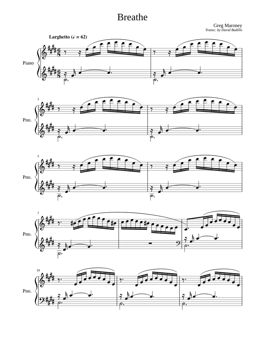 Breathe Sheet Music for Piano (Solo) | MuseScore.com