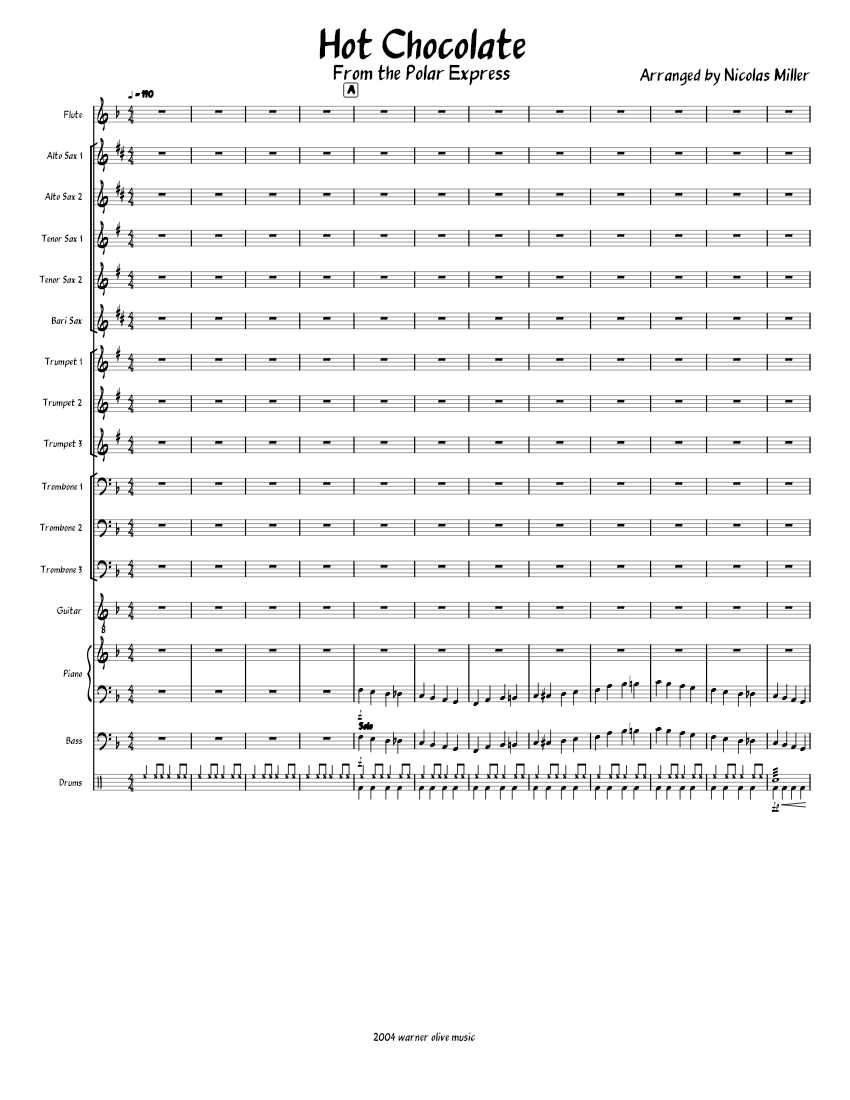 Hot_Chocolate Sheet Music for Piano, Trombone, Flute, Saxophone alto ...