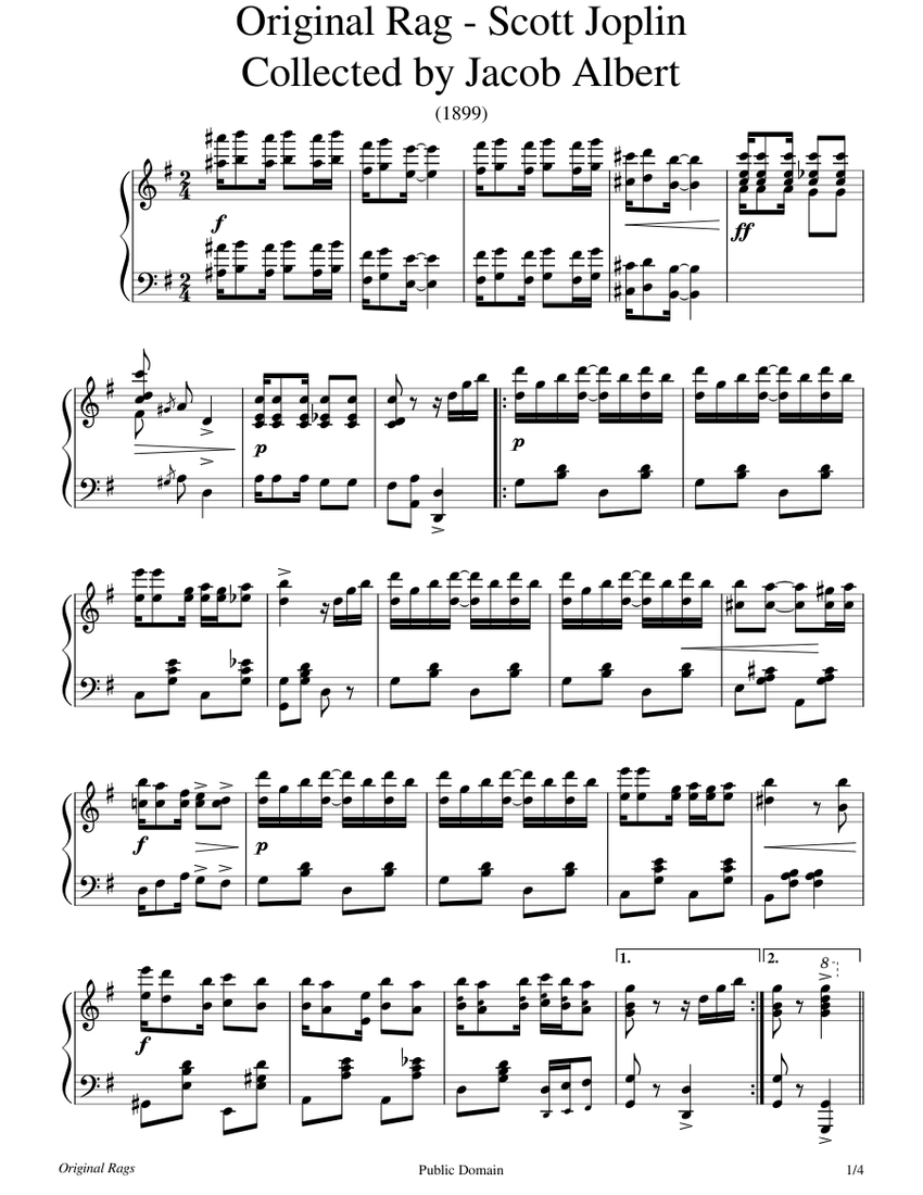 Original_Rags_-_Scott_Joplin_-_1899 Sheet music for Piano (Solo ...
