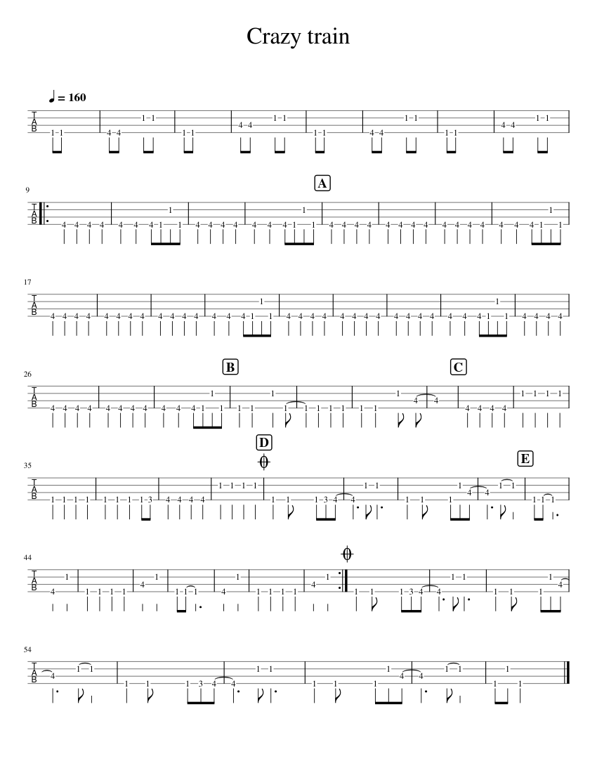 Crazy_train Sheet music for Bass guitar (Solo) | Musescore.com