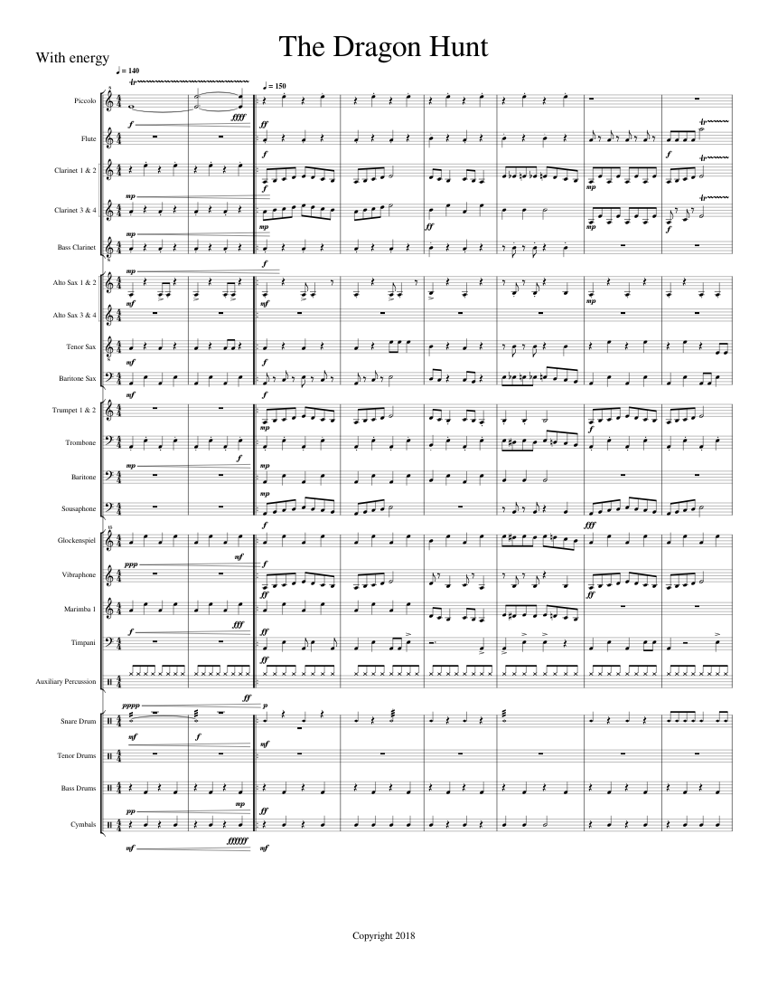 The Dragon Hunt Sheet music for Trombone, Tuba, Flute piccolo, Flute ...