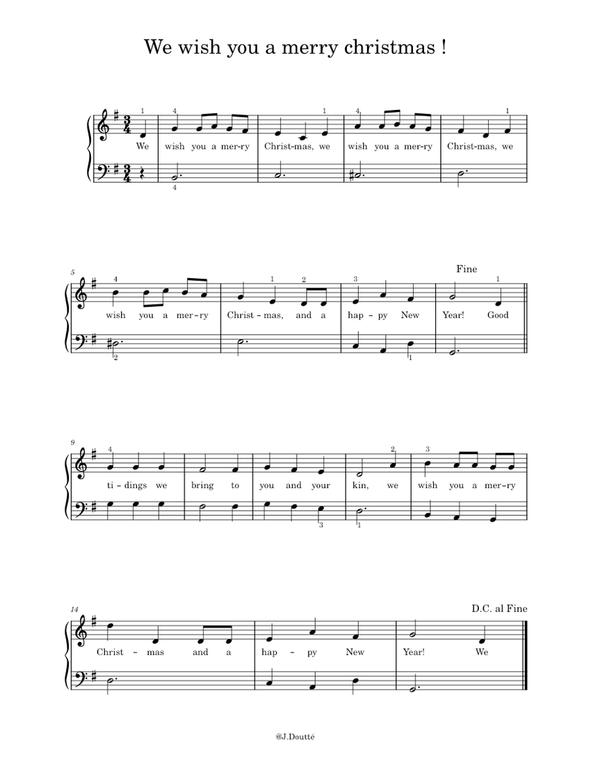 We wish you a merry christmas – Misc Christmas Sheet music for Piano ...