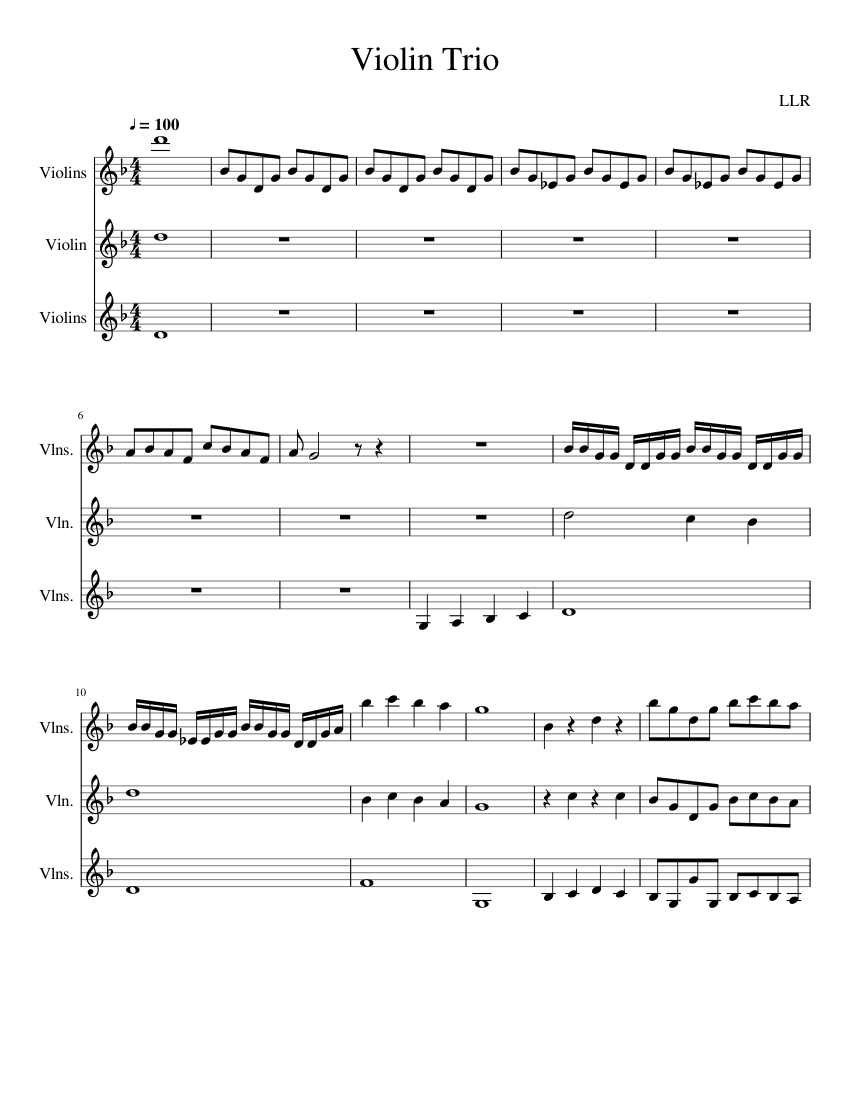 Violin Trio :3 Sheet Music for Violin, Strings group (Mixed Trio ...