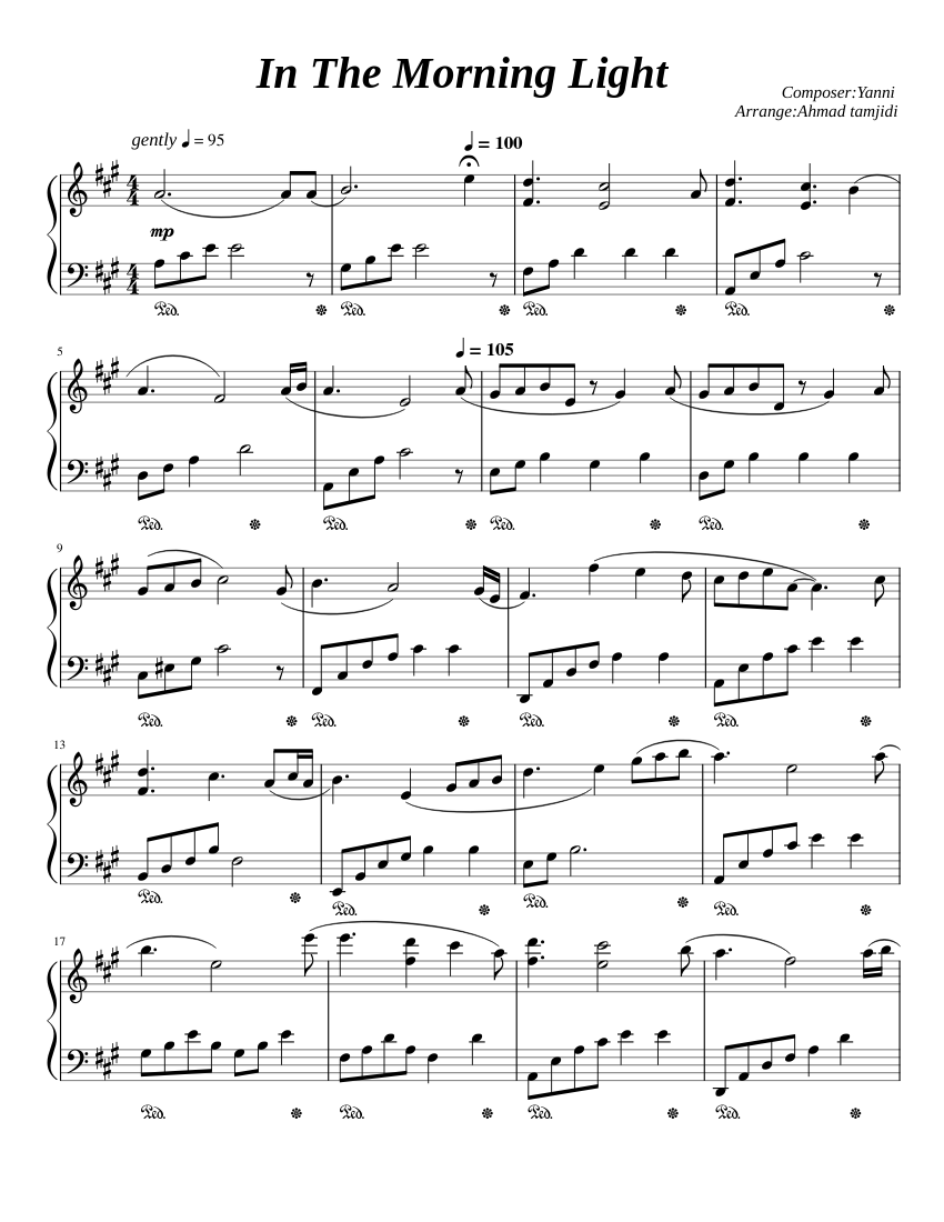 Yanni-in the morning light - piano tutorial