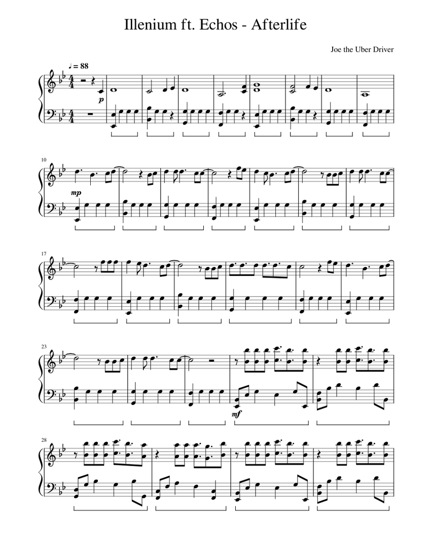 Illenium ft. Echoes - Afterlife Sheet Music for Piano (Solo ...