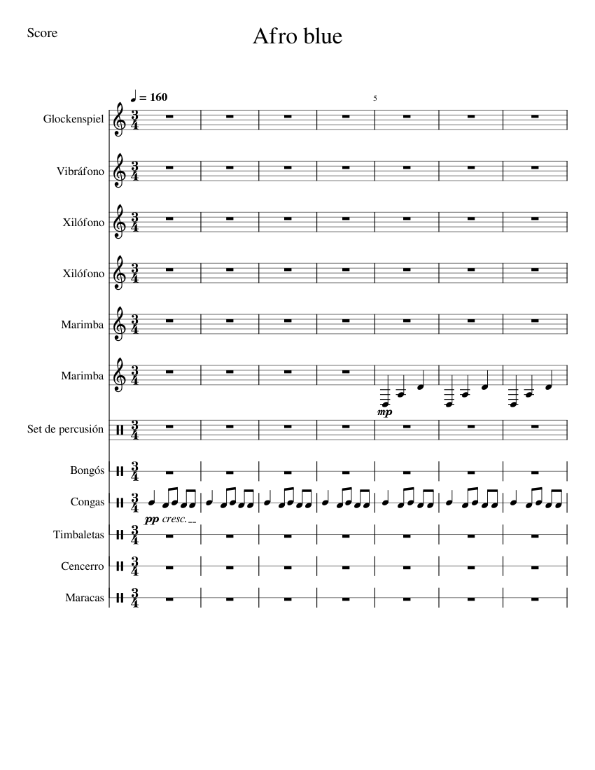 Afro blue (percussion ensemble) Sheet Music for Vibraphone ...