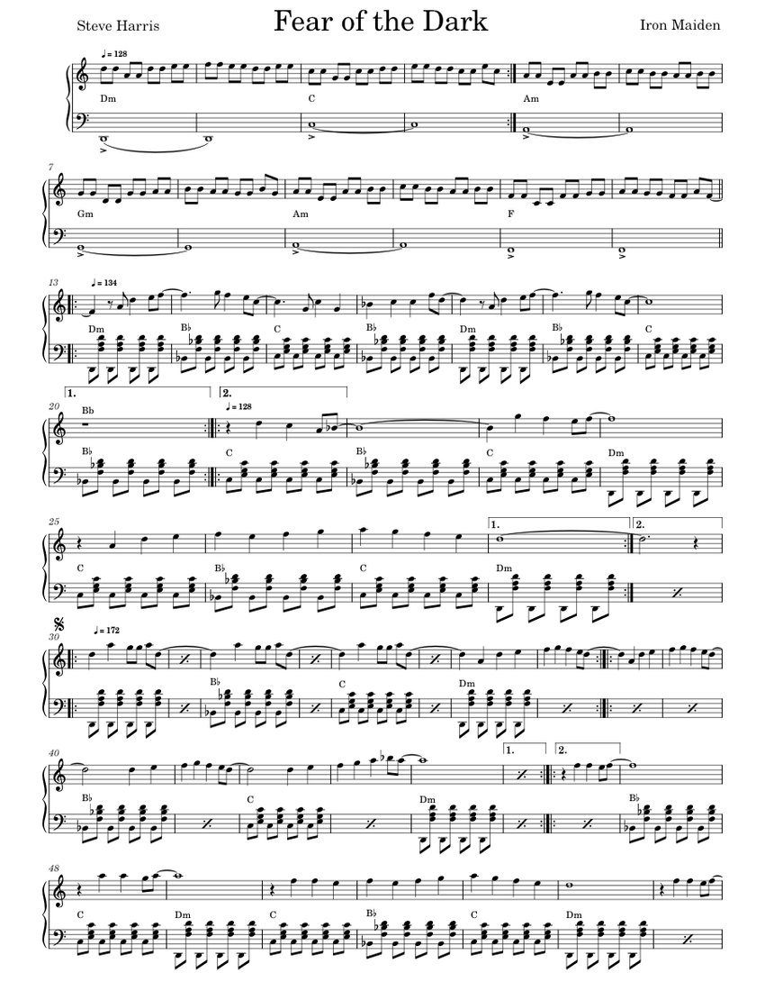 Fear of the dark – Iron Maiden Sheet music for Accordion (Solo) | Musescore.com