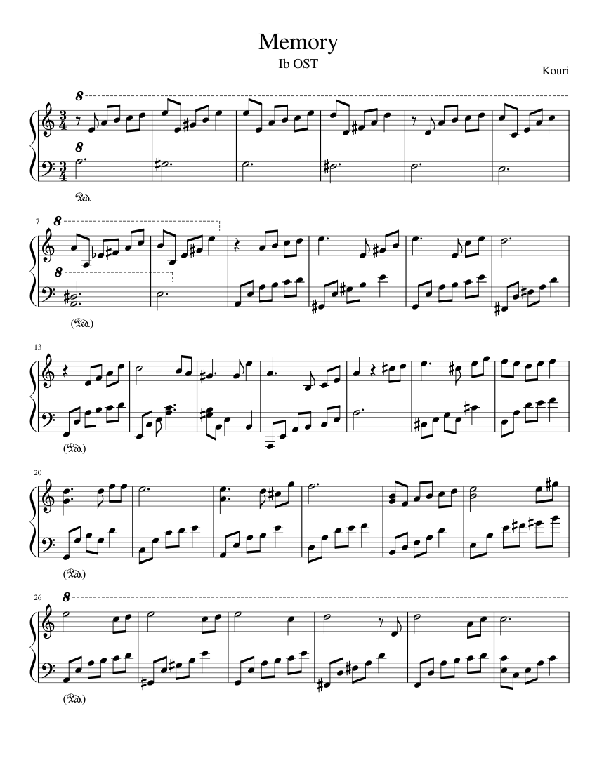 Memory - Ib Sheet Music for Piano (Solo) Easy | MuseScore.com