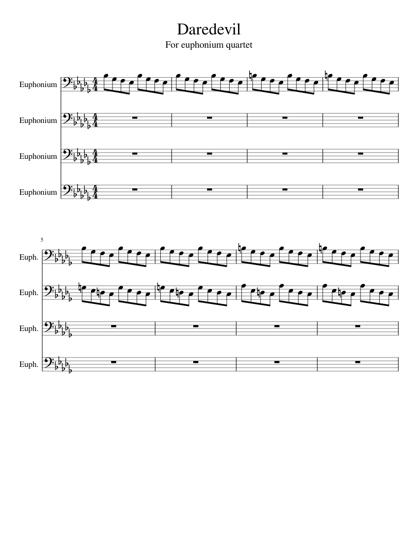 Daredevil Sheet music for Euphonium (Mixed Quartet) | Musescore.com