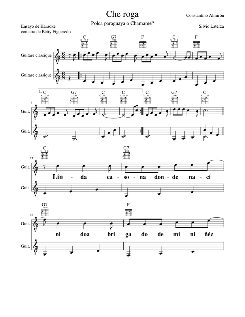 Che roga Sheet music for Guitar (Solo) | Musescore.com