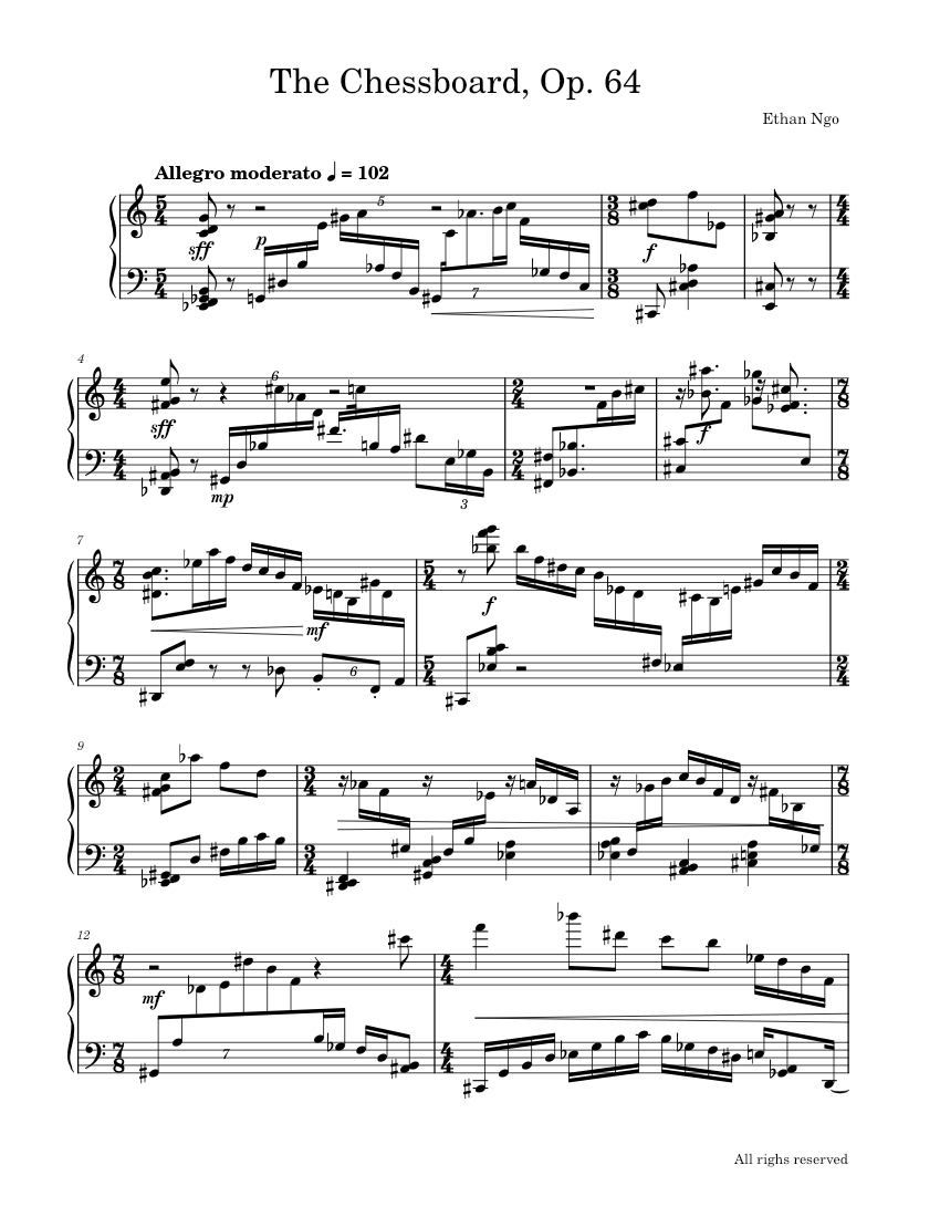 The Chessboard, Op.64 Sheet music for Piano (Solo) | Musescore.com