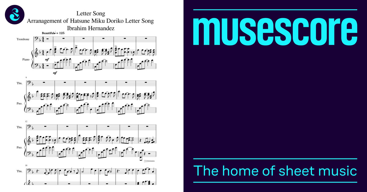 Letter Song Sheet Music for Piano, Trombone (Solo) | MuseScore.com