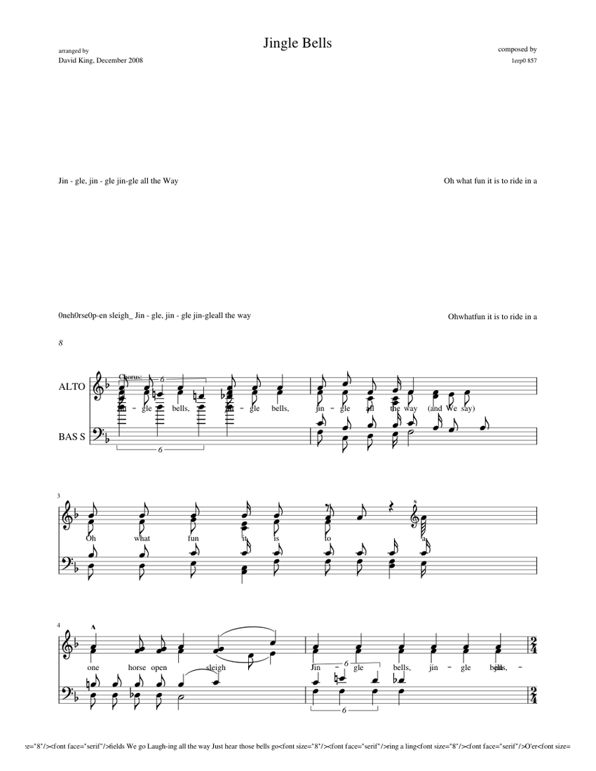 Jingle bells Sheet Music for Vocals (Choral) | MuseScore.com