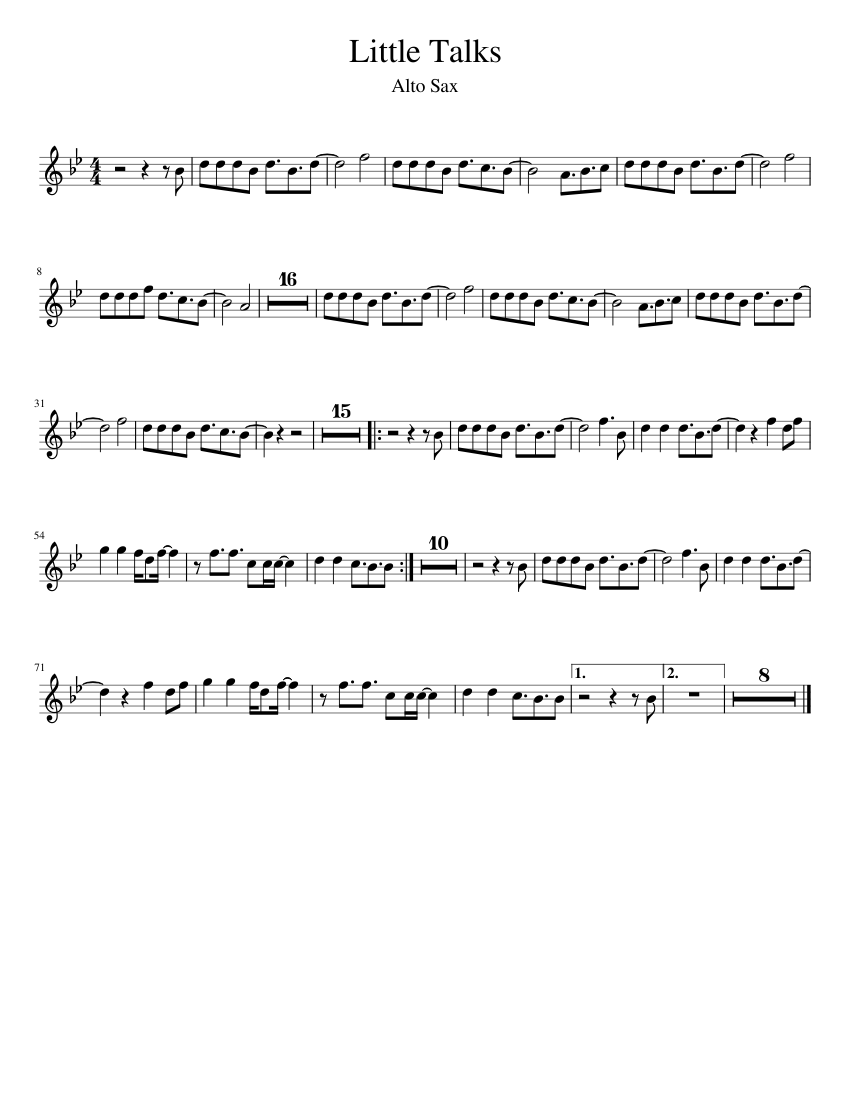 Little Talks Sheet Music for Saxophone alto (Solo) | MuseScore.com