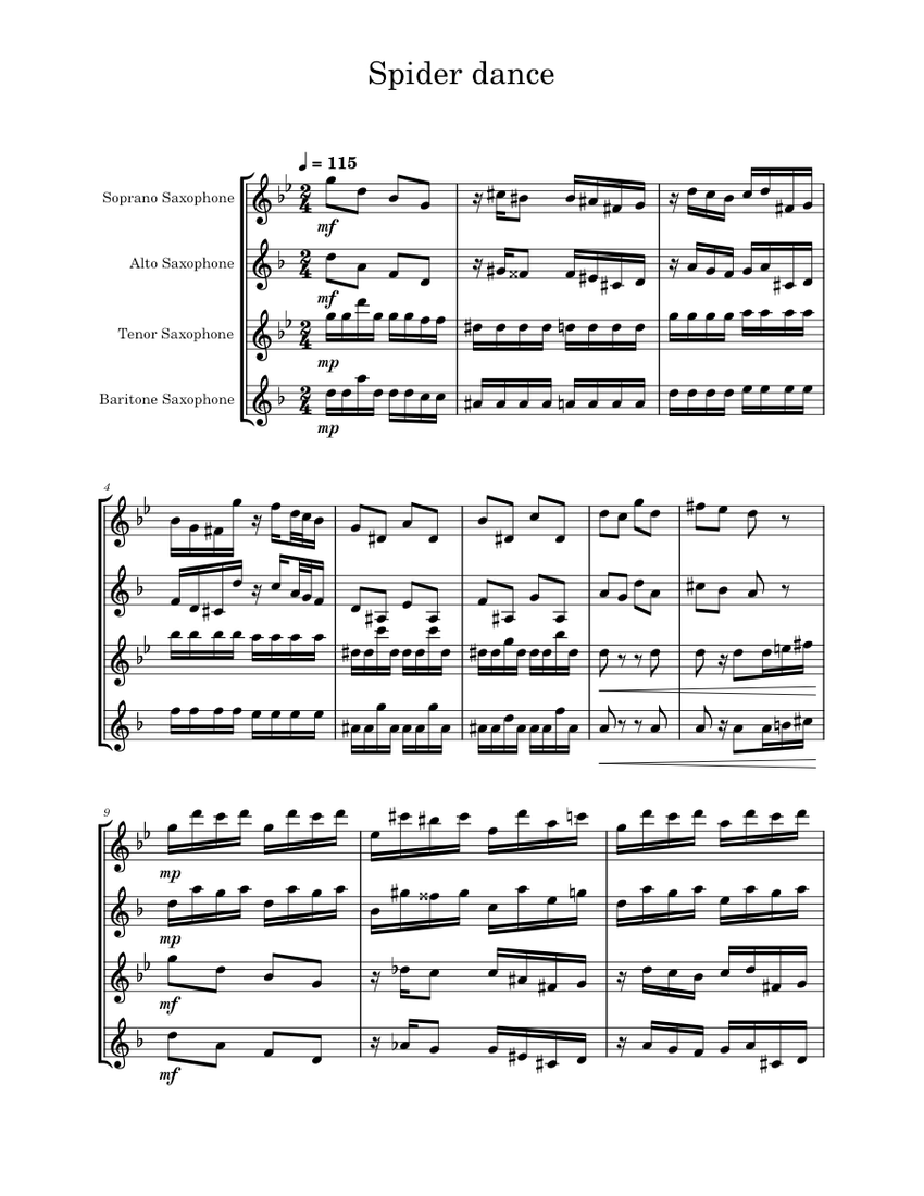 Spider Dance – Toby Fox Sax Sheet music for Saxophone alto, Saxophone ...