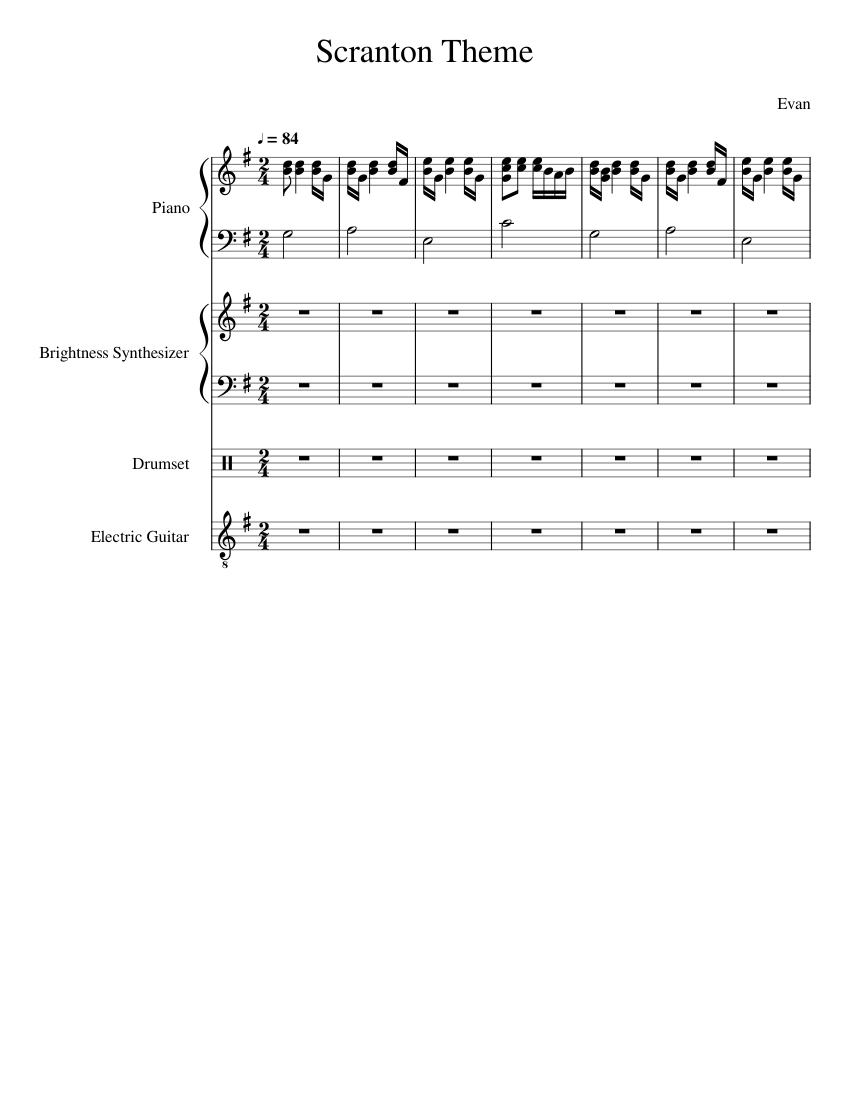 Scranton Theme Sheet music for Piano, Guitar, Drum group, Synthesizer ...