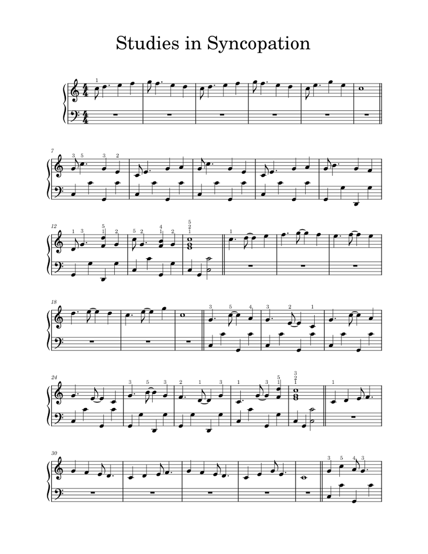 Studies in Syncopation Sheet music for Piano (Solo) Easy | Musescore.com