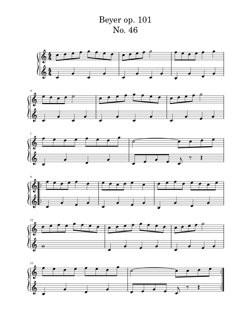 Op 101 – Ferdinand Beyer Beyer no 46 Sheet Music for Piano (Solo) Easy ...